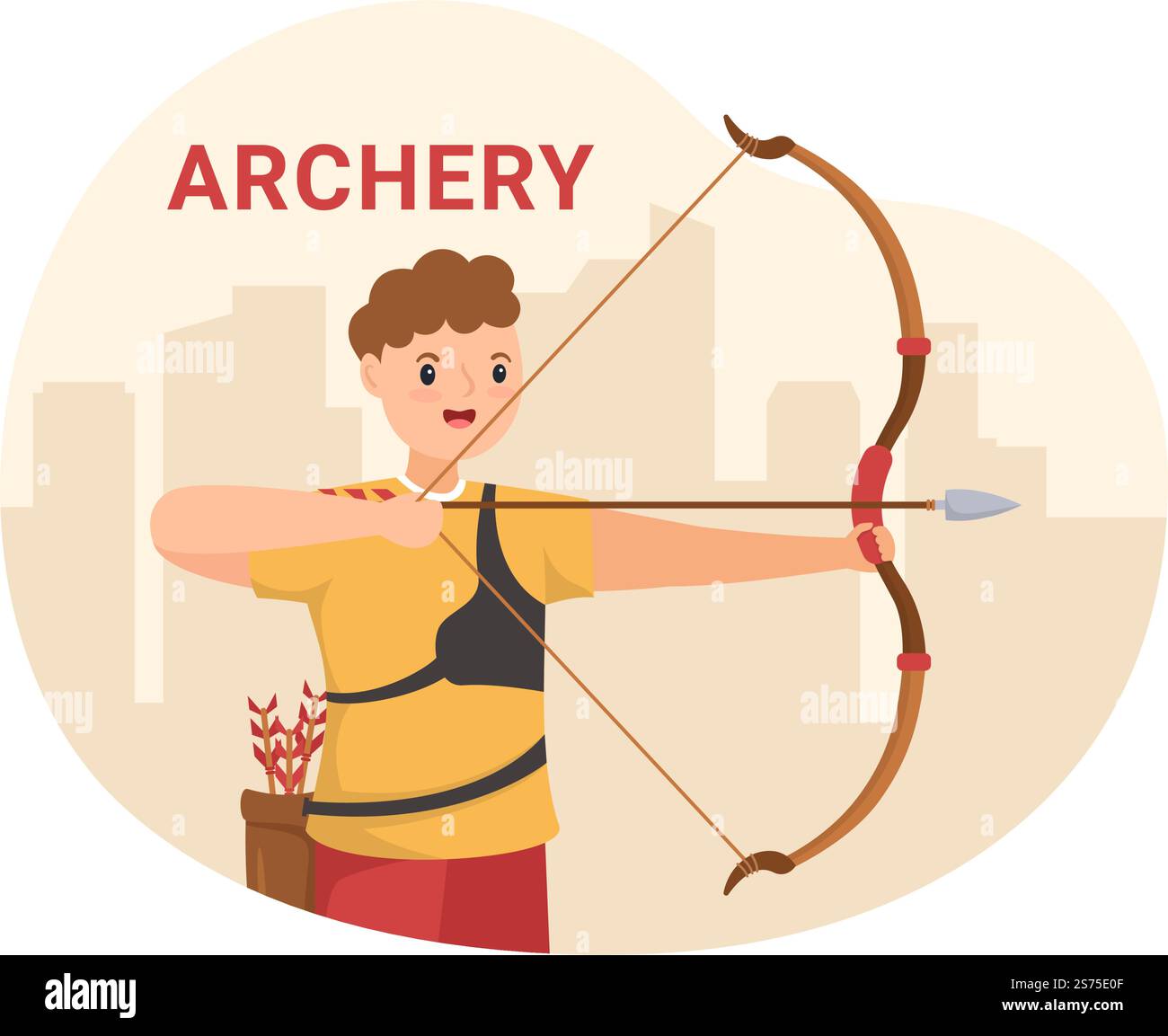 Archery Sport with Bow and Arrow Pointing at Target for Outdoor ...