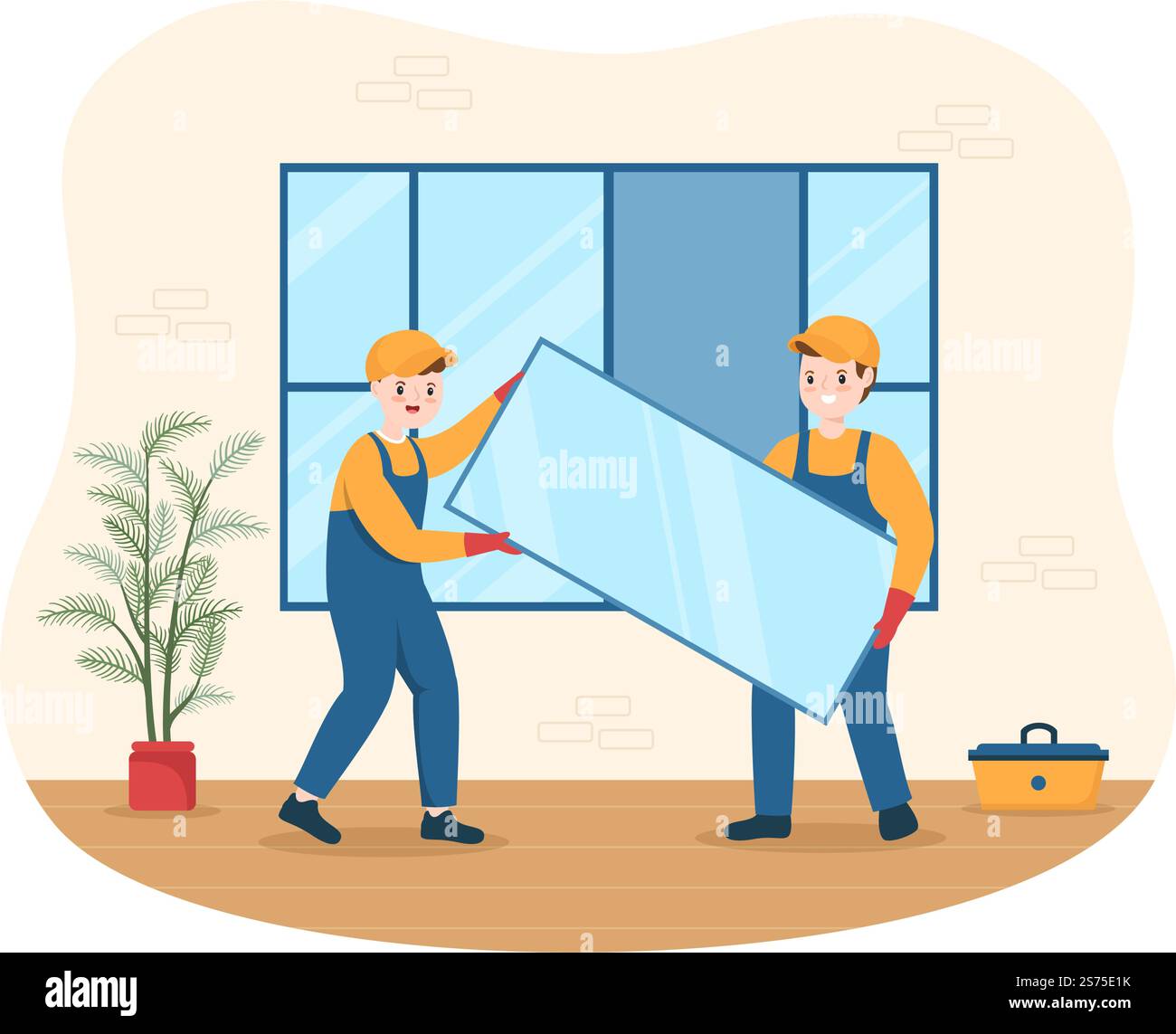 Window and Door Installation Service with Worker for Home Repair and ...