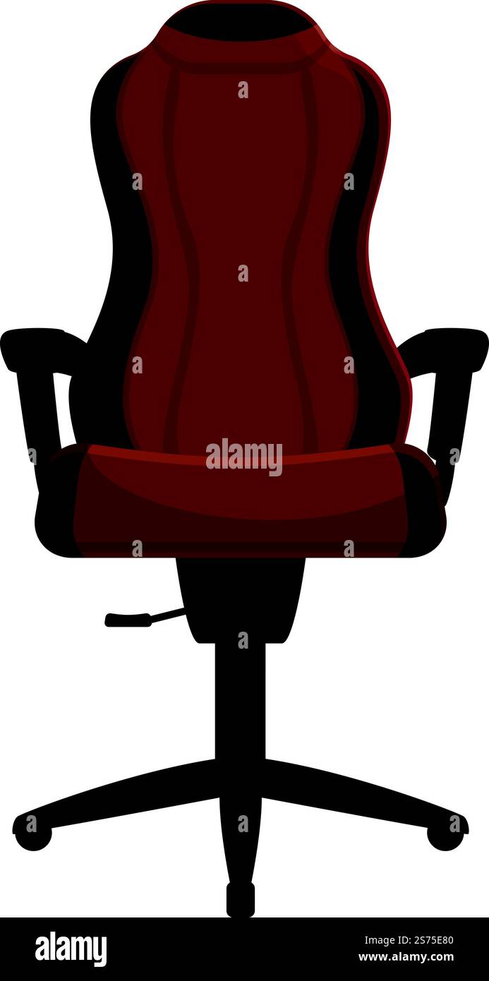 Red leather chair icon cartoon vector. Gamer seat. Streamer office. Red ...