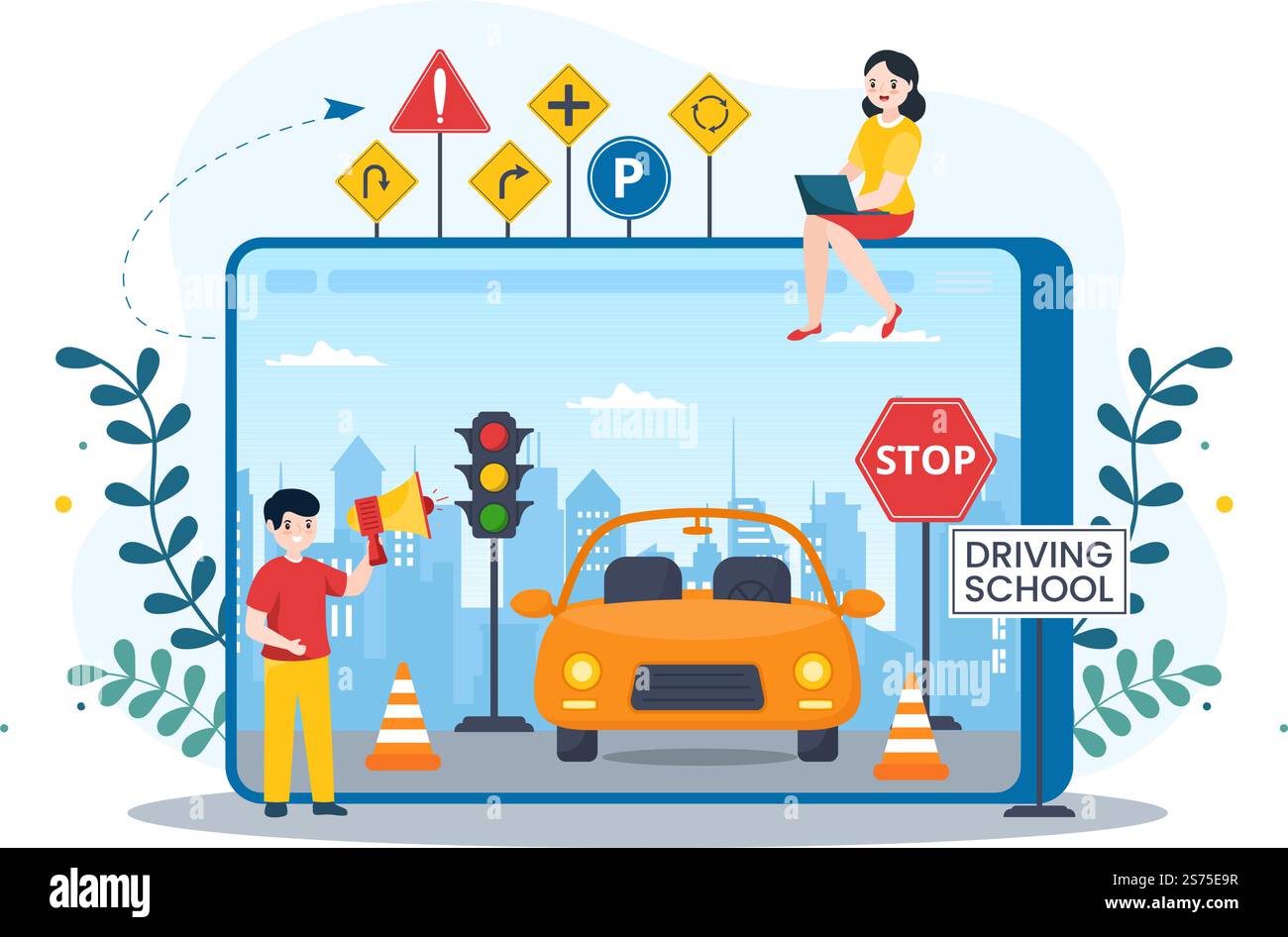 Driving School with Education Process of Car Training and Learning to ...