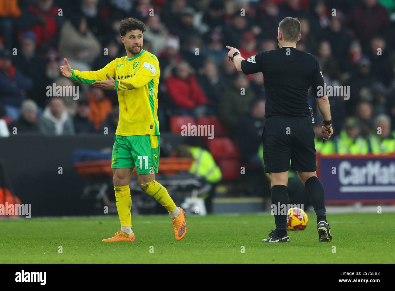 Sheffield, UK. 18th Jan, 2025. Emiliano Marcondes of Norwich City ...