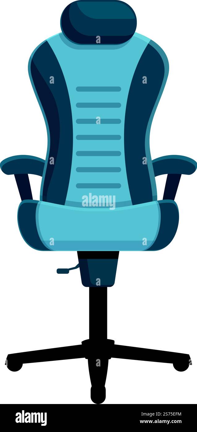 Blue gaming chair icon cartoon vector. Game seat. Wheel streamer. Blue ...