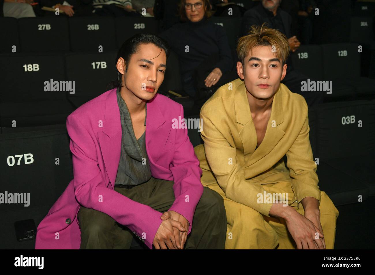 Milan, Italy. 18th Jan, 2025. Men's Fashion, Fall/Winter 2025.- Emporio Armani fashion show ...