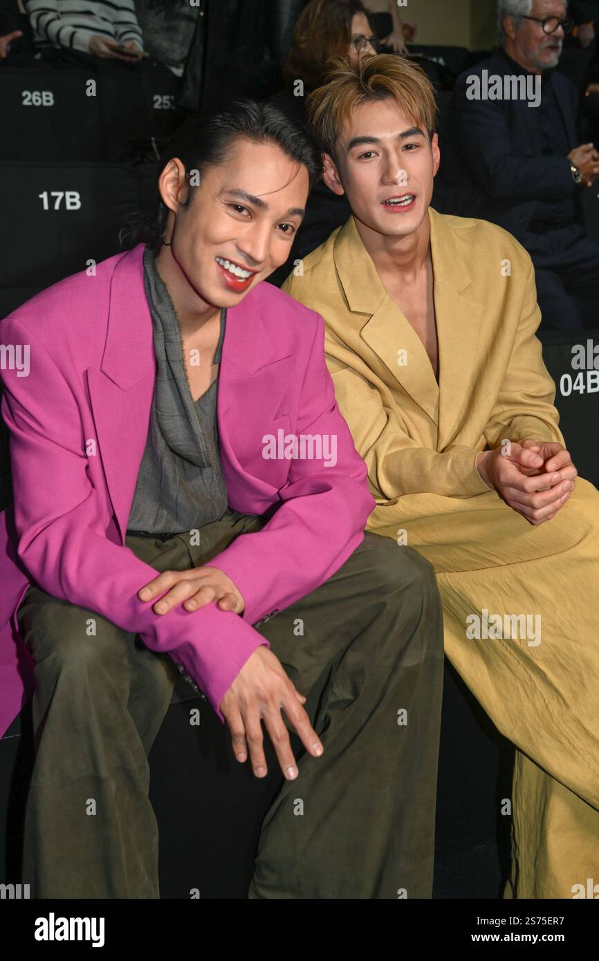 Milan, Italy. 18th Jan, 2025. Men's Fashion, Fall/Winter 2025.- Emporio Armani fashion show ...