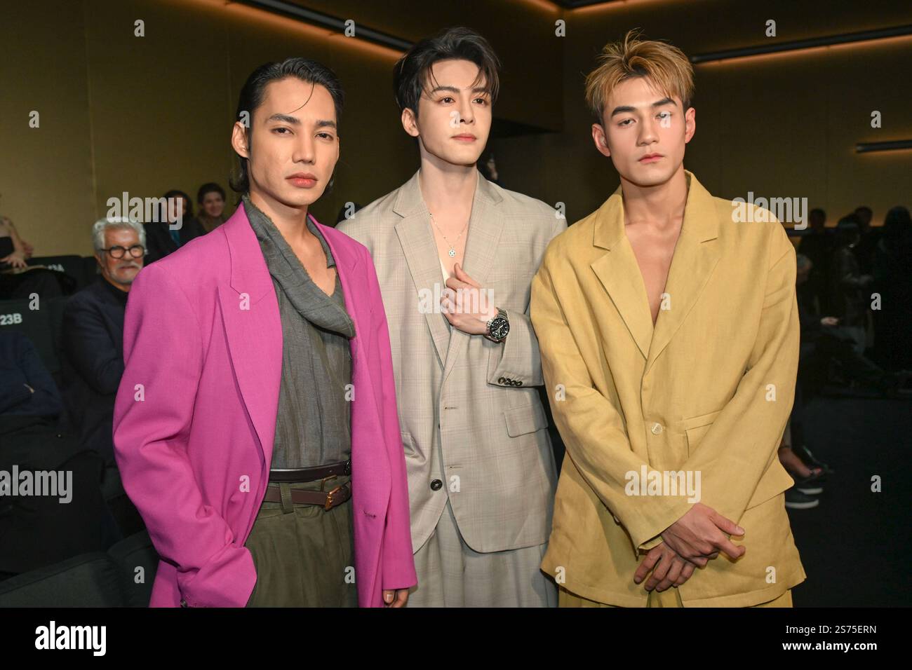 Milan, Italy. 18th Jan, 2025. Men's Fashion, Fall/Winter 2025.- Emporio Armani fashion show ...