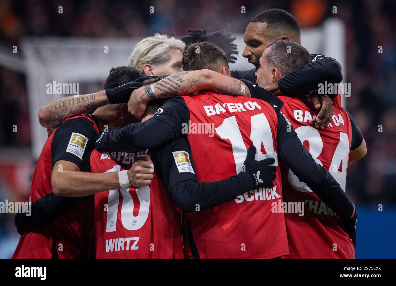 Leverkusen, Germany. 18th Jan 2025. Torjubel: Patrik Schick (LEV) Florian Wirtz (LEV) Granit ...