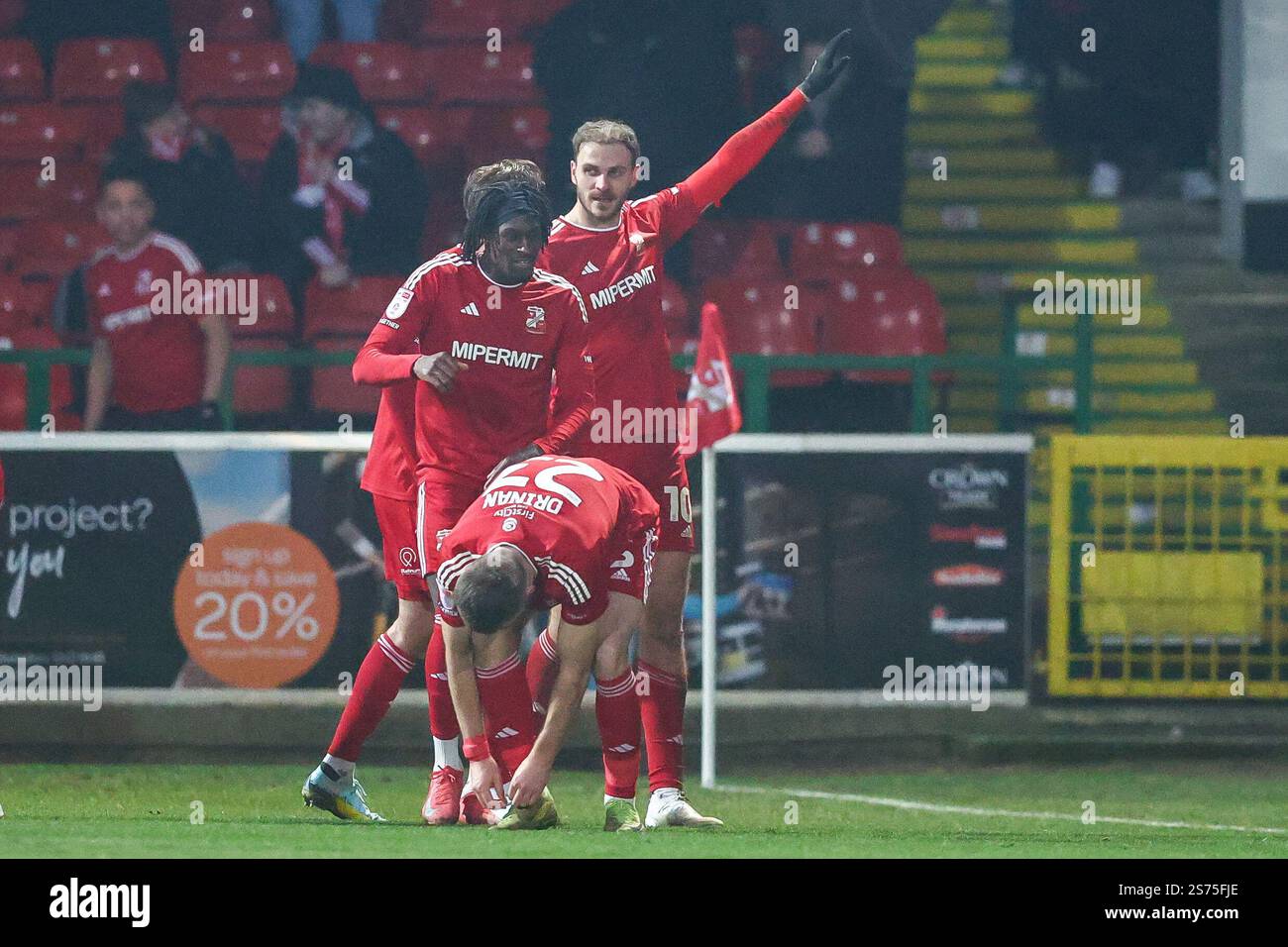 Swindon, UK. 18th Jan 2025. #10, Harry Smith of Swindon Town raises his ...