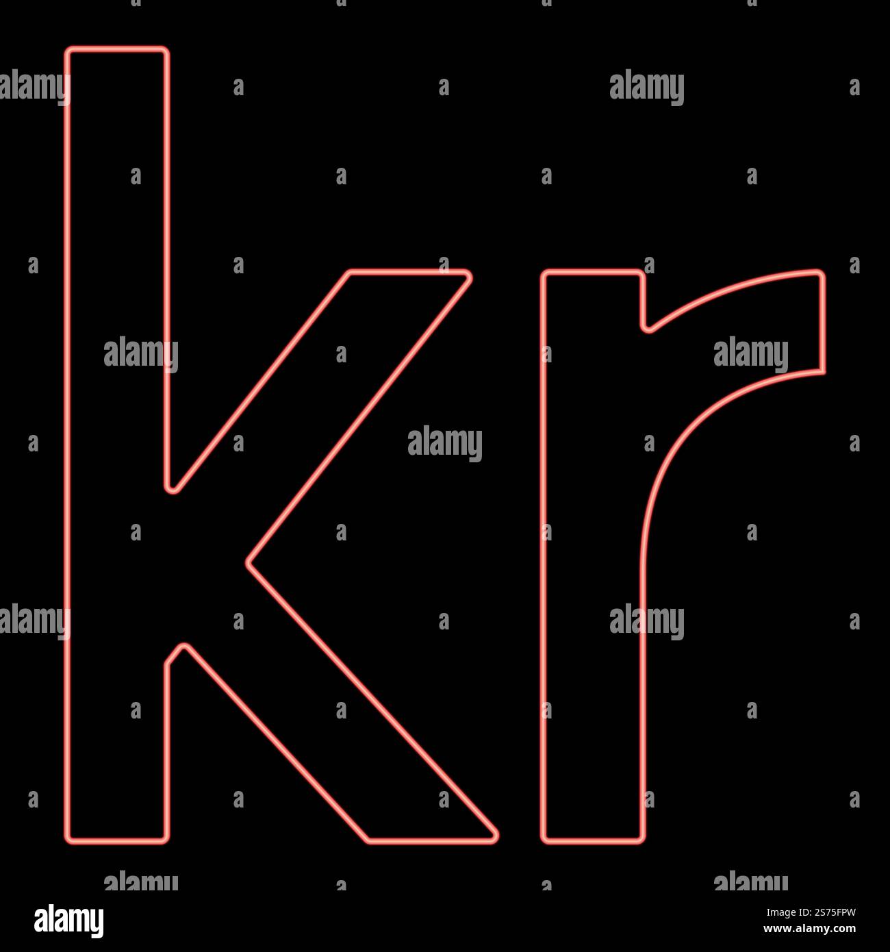 Neon krone of Denmark Danish krone red color vector illustration image ...