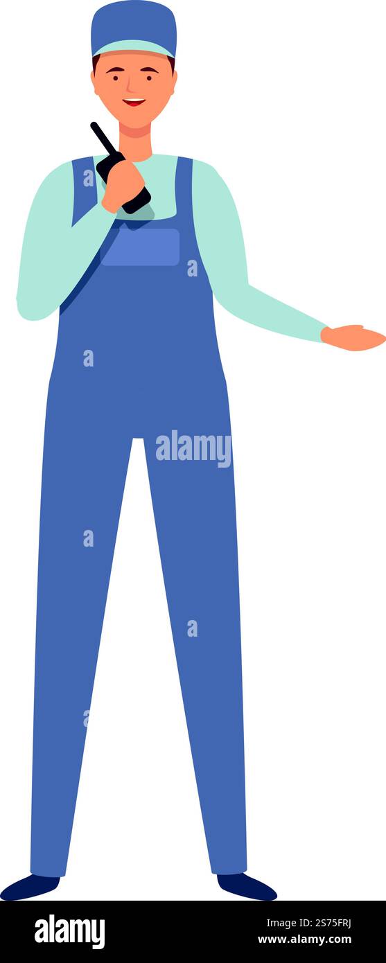 Gasman walkie talkie icon cartoon vector. Gas worker. Oil factory ...