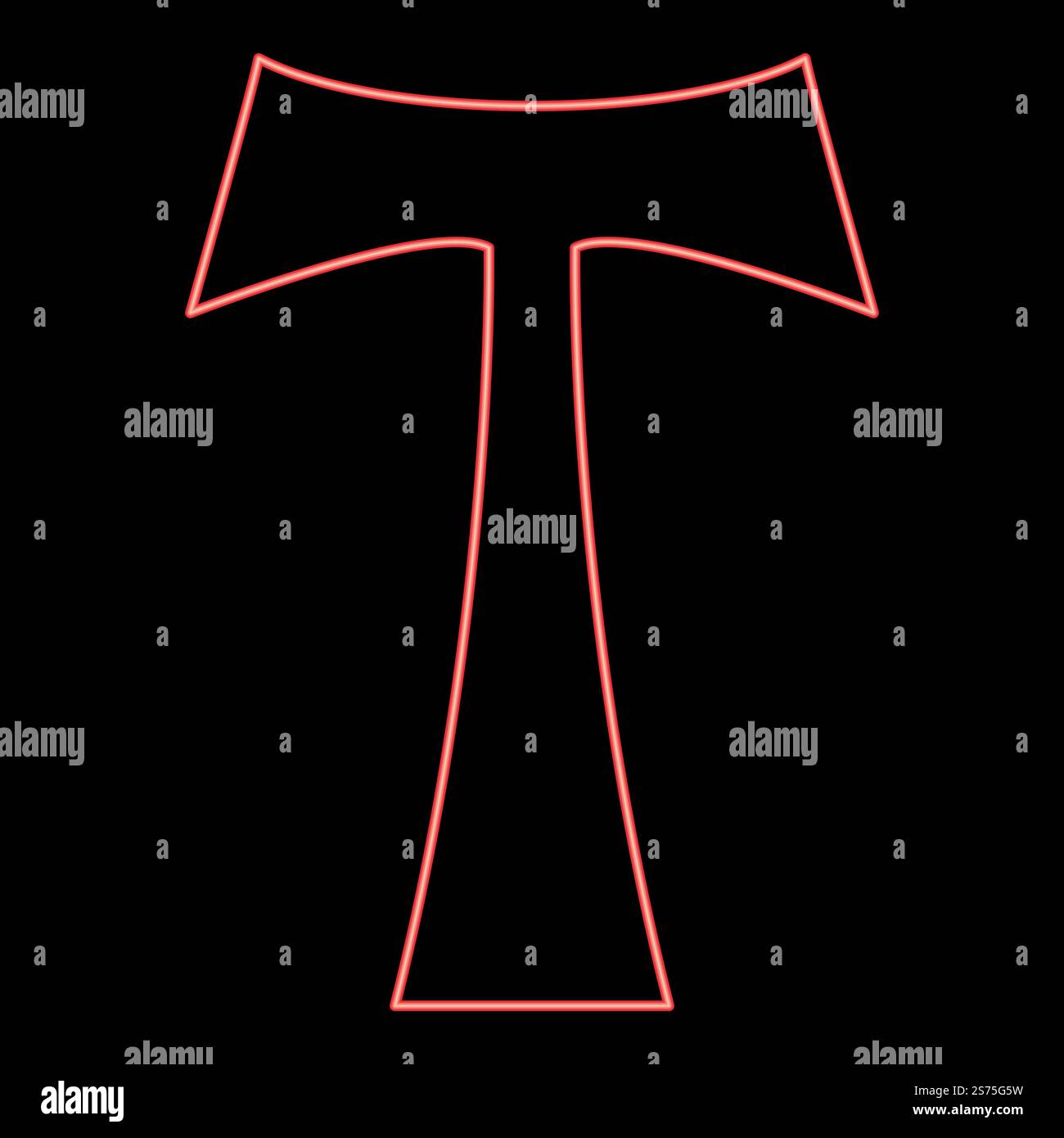 Neon cross monogram T Symbol Saint Anthony Apostle sign Religious cross ...