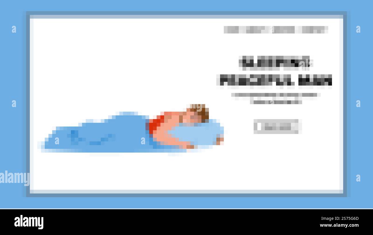 sleeping peaceful man vector. sleep bed, pillow bedroom, male nap ...