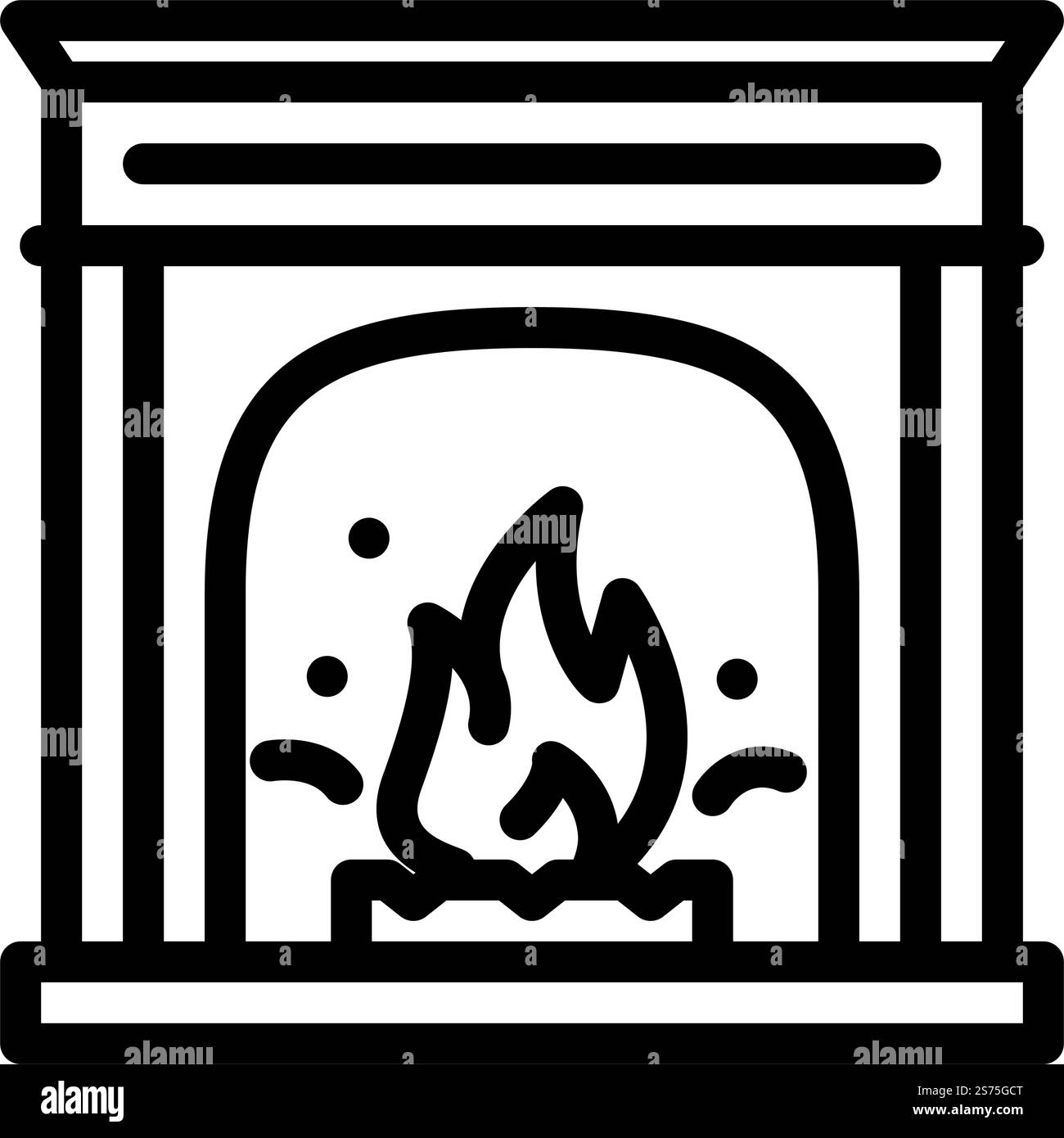 fireplace line icon vector. fireplace sign. isolated contour symbol ...