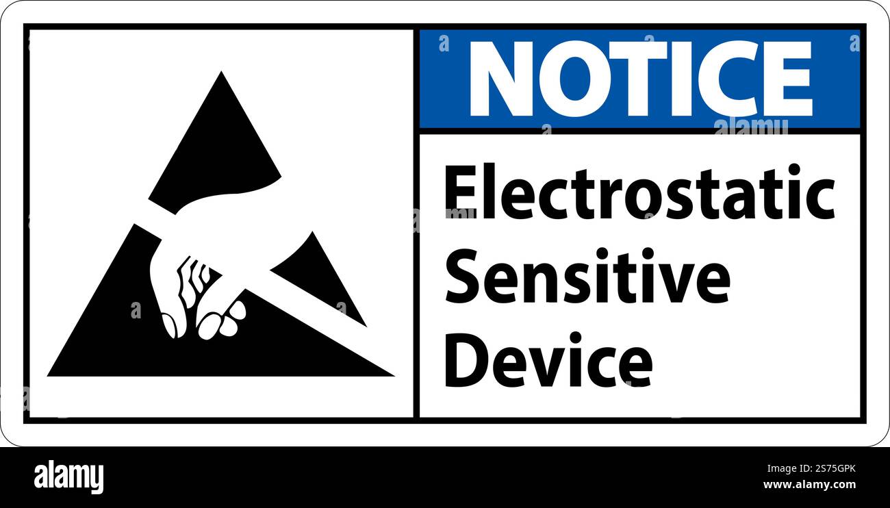 Notice Electrostatic Sensitive Device Sign On White Background Stock ...