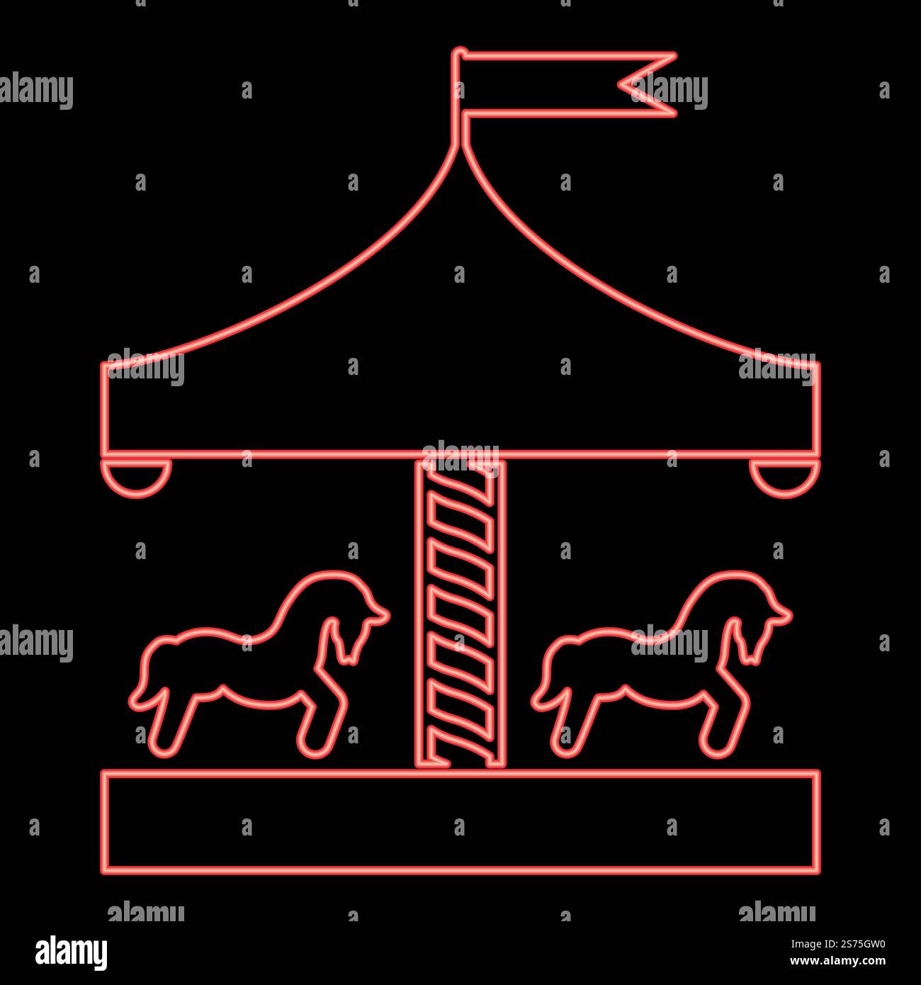 Neon carousel roundabout merry-go-round Vintage merry-go-round red ...