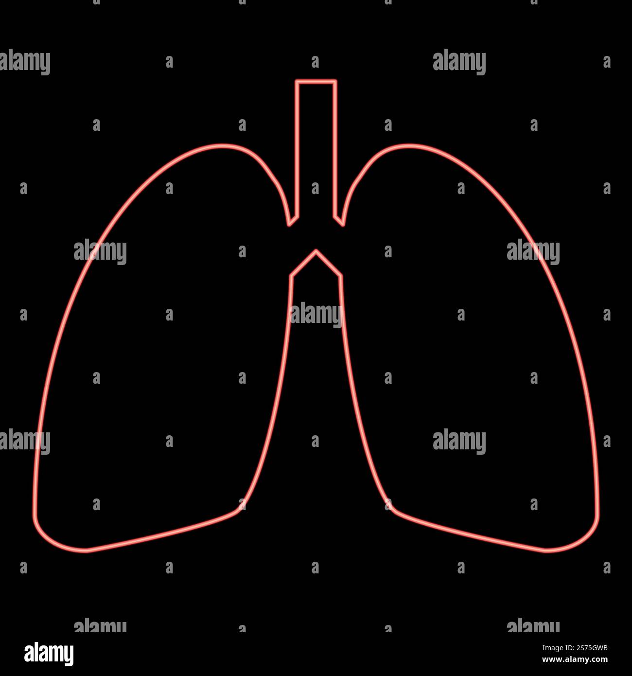 Neon lungs human red color vector illustration image flat style light ...
