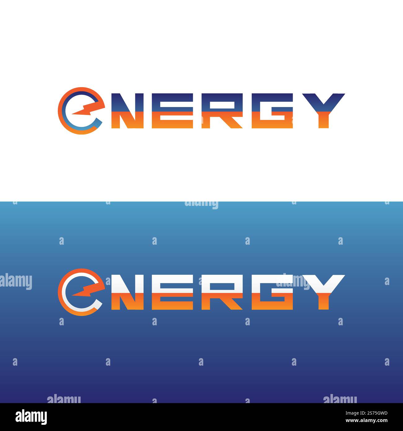 Energy text font dynamic logo with lightning - modern energy logo Stock ...
