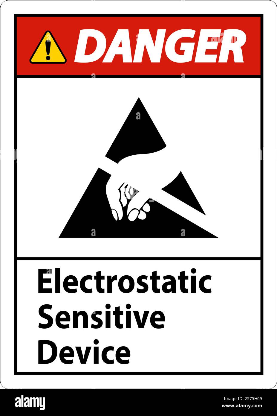 Danger Electrostatic Sensitive Device Sign On White Background Stock ...