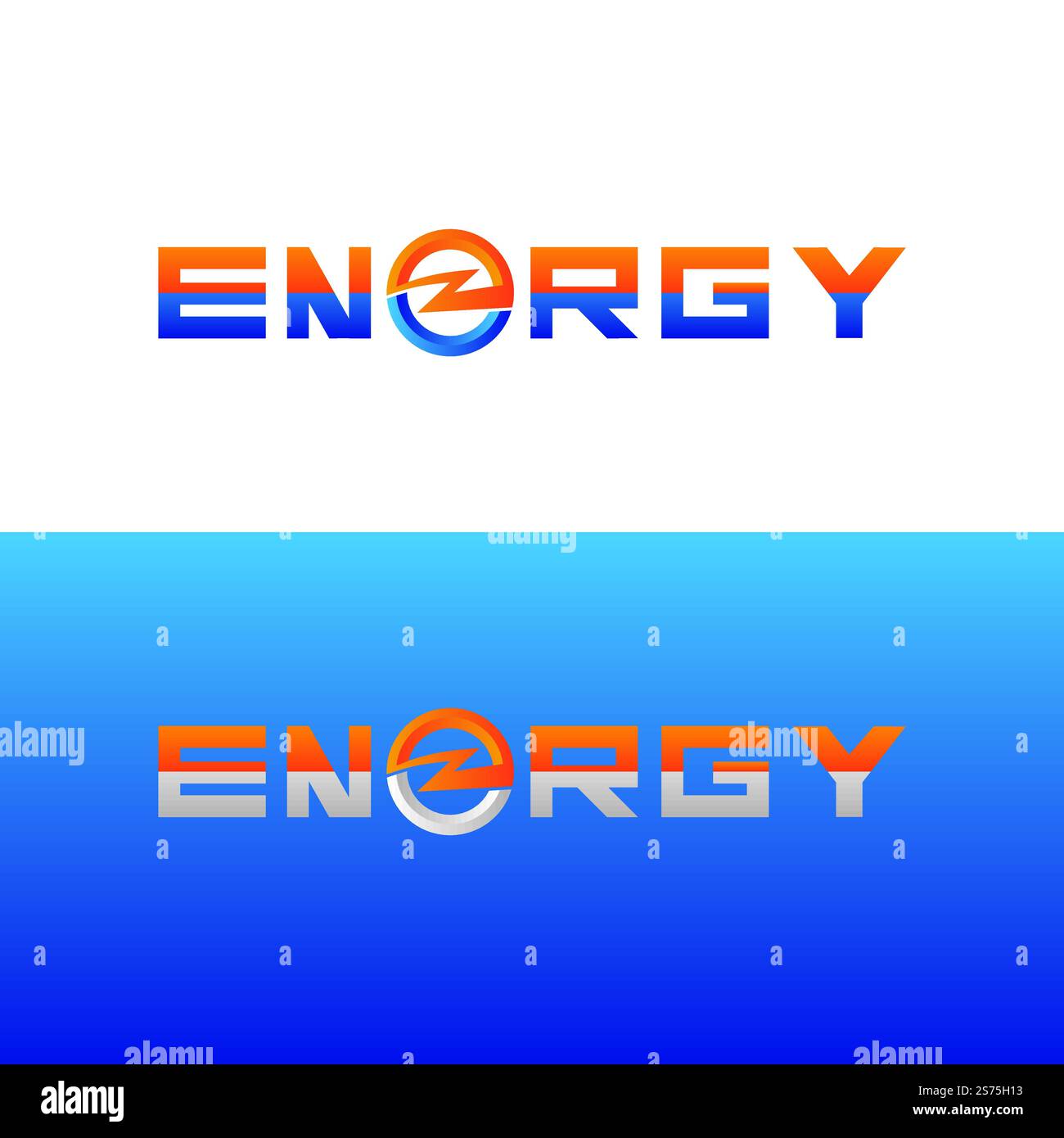 Energy text font dynamic logo with lightning - modern energy logo Stock ...