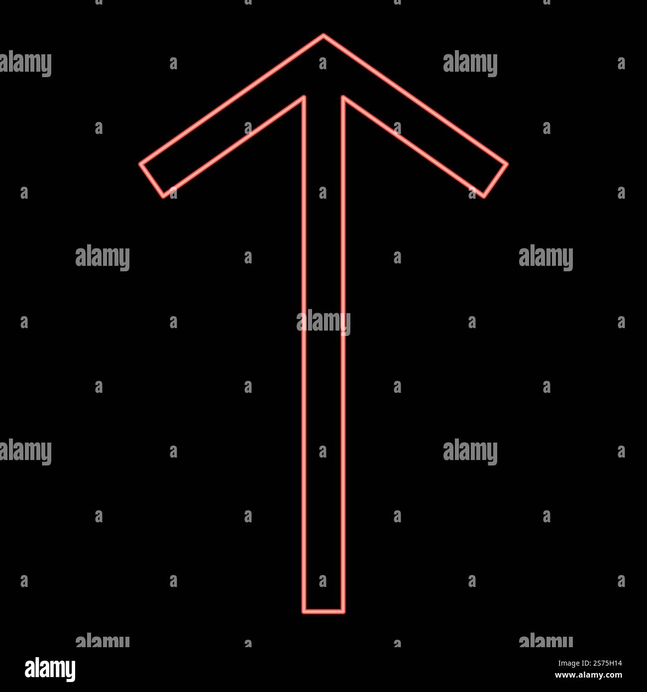 Neon teiwaz rune Telwaz tyr warrior symbol red color vector ...