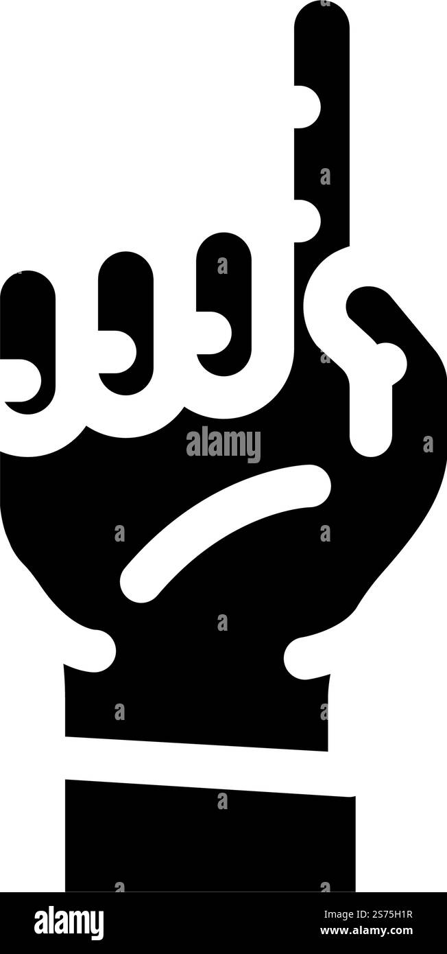 one number hand gesture glyph icon vector. one number hand gesture sign. isolated symbol ...