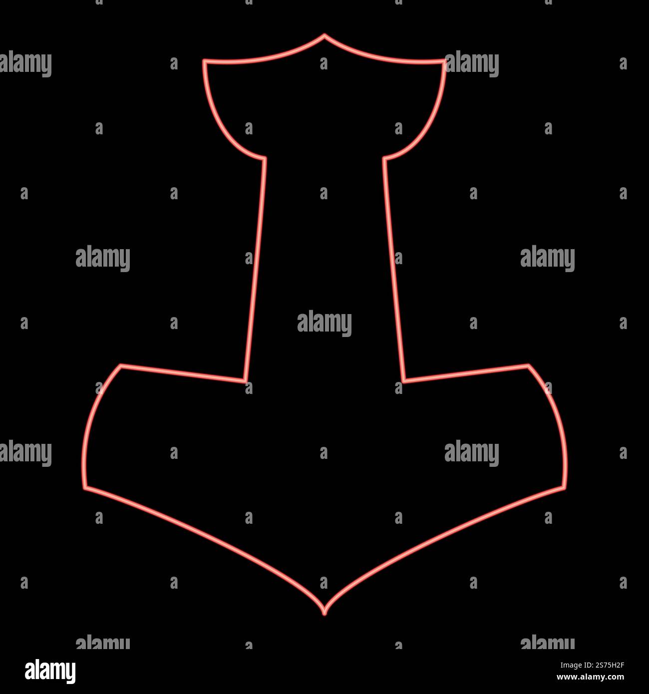 Neon thor’s hammer Mjolnir red color vector illustration image flat ...