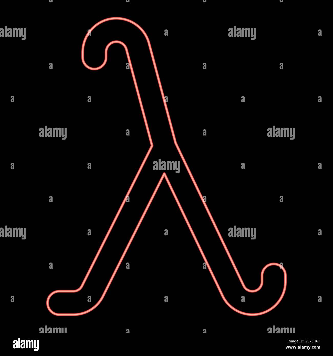 Neon lambda greek symbol small letter lowercase font red color vector ...
