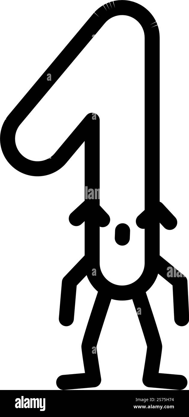 one number character line icon vector. one number character sign ...