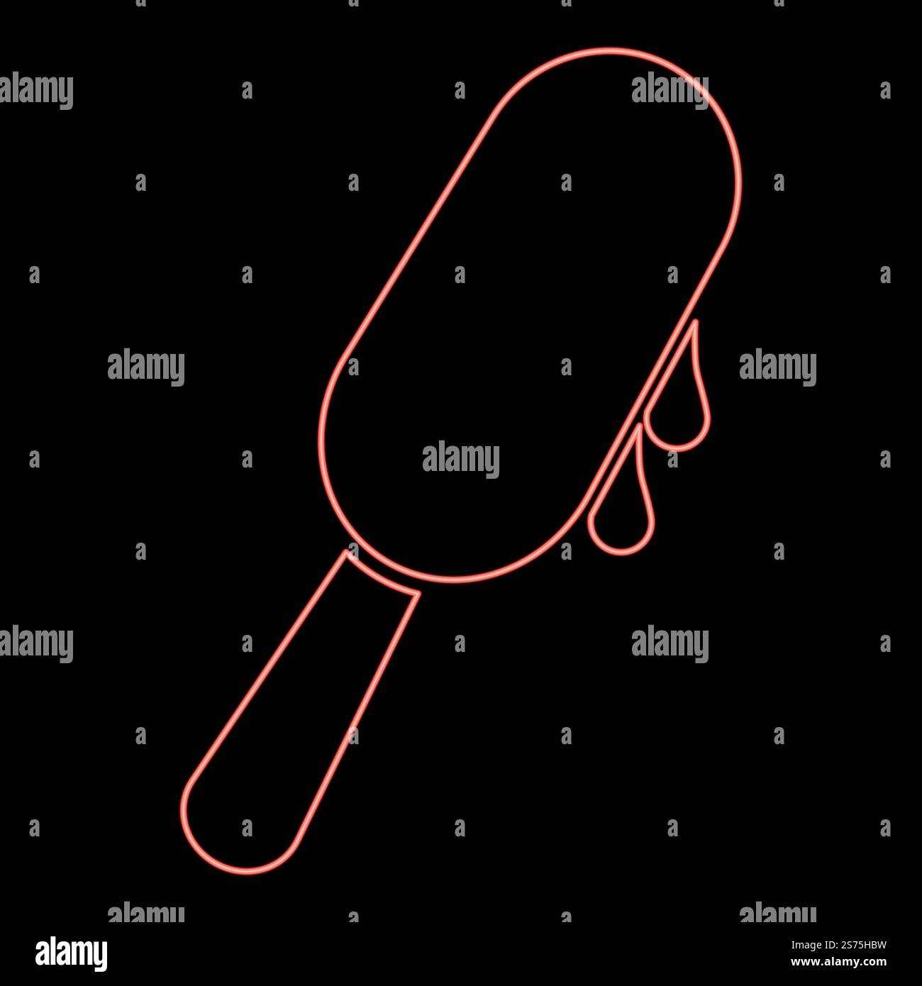 Neon popsicle Ice lolly Ice cream on stick red color vector ...