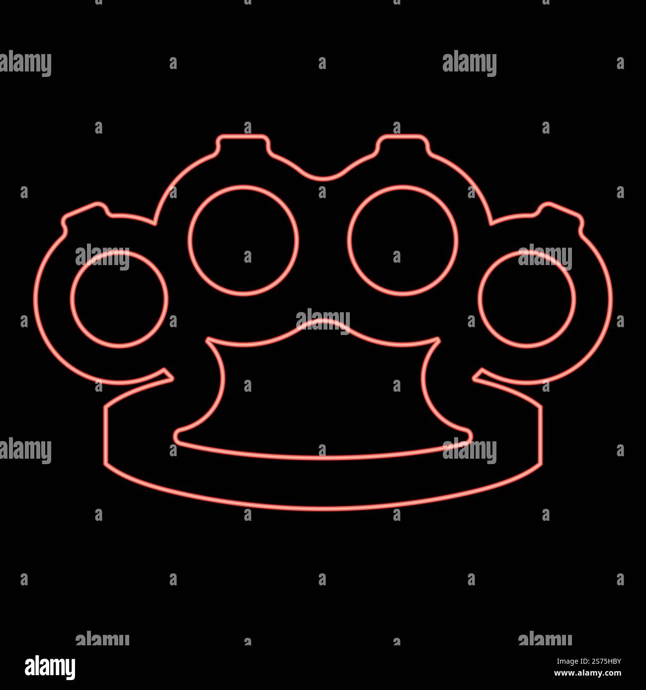 Neon knuckleduster Knuckles Weapon for hand red color vector ...