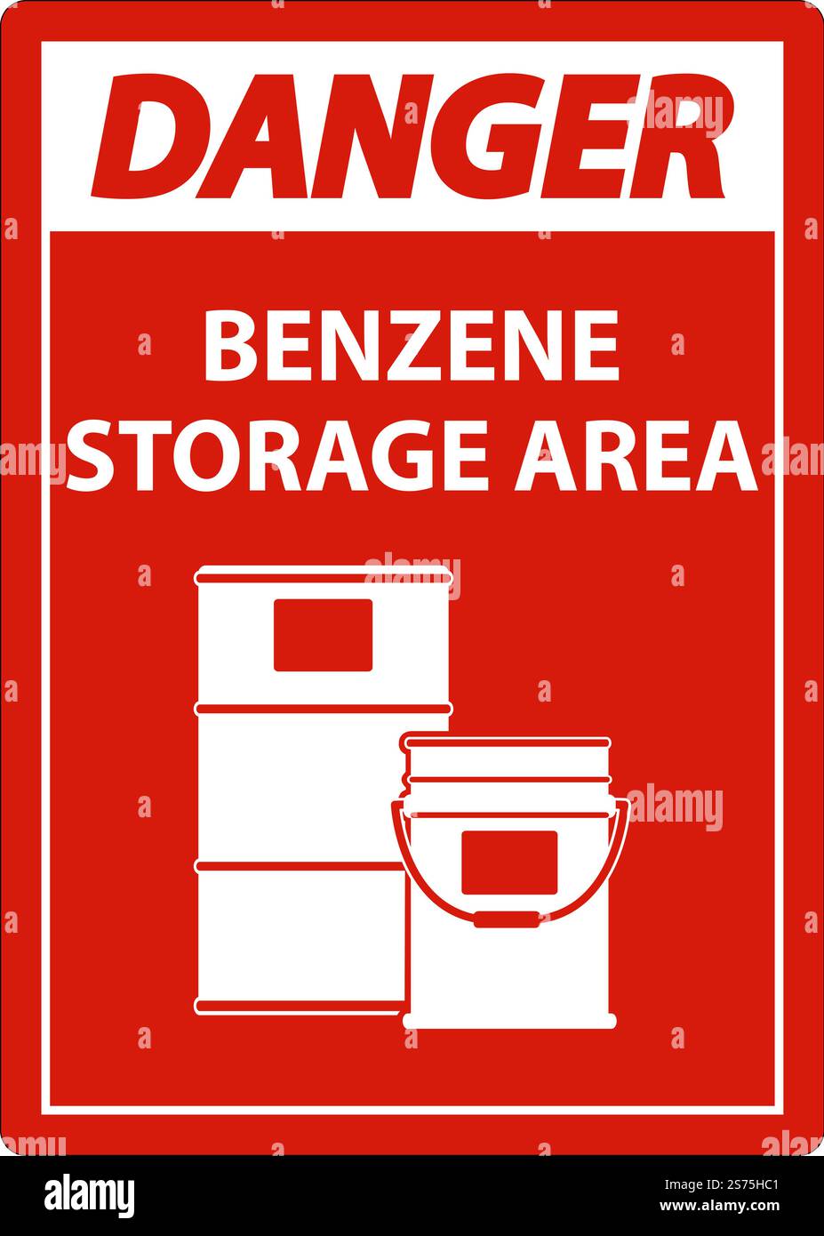 Danger Benzene Storage Area Sign On White Background Stock Vector Image ...