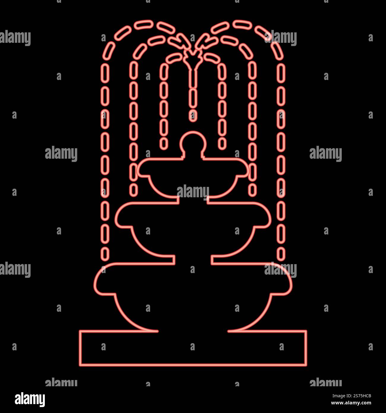 Neon fountain Tier of Water red color vector illustration image flat ...
