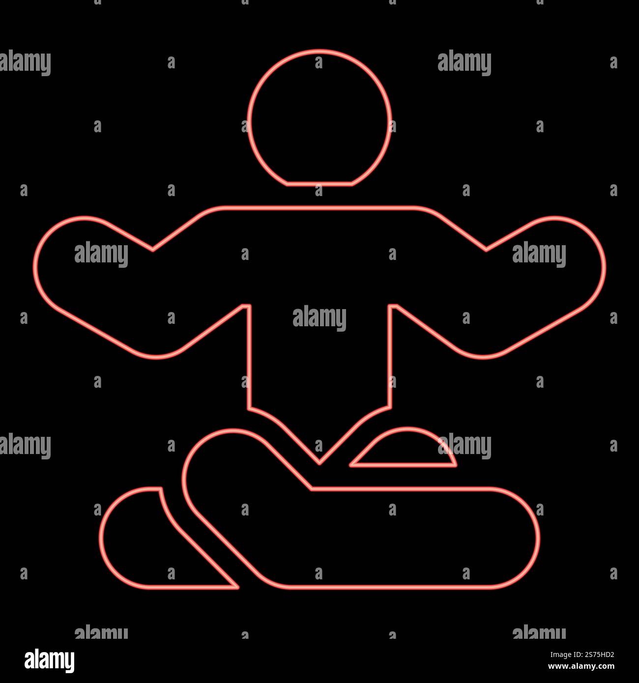 Neon man in yoga pose red color vector illustration image flat style ...