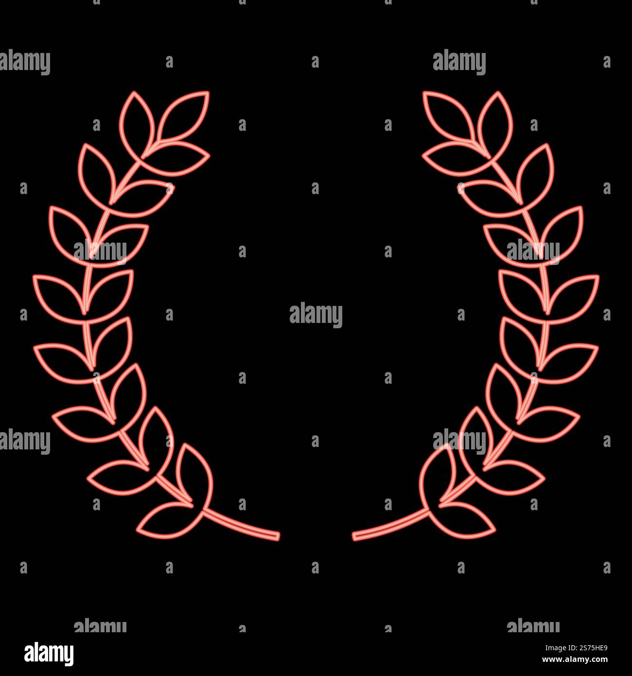 Neon branch of winner Laurel wreaths Symbol of victory red color vector ...