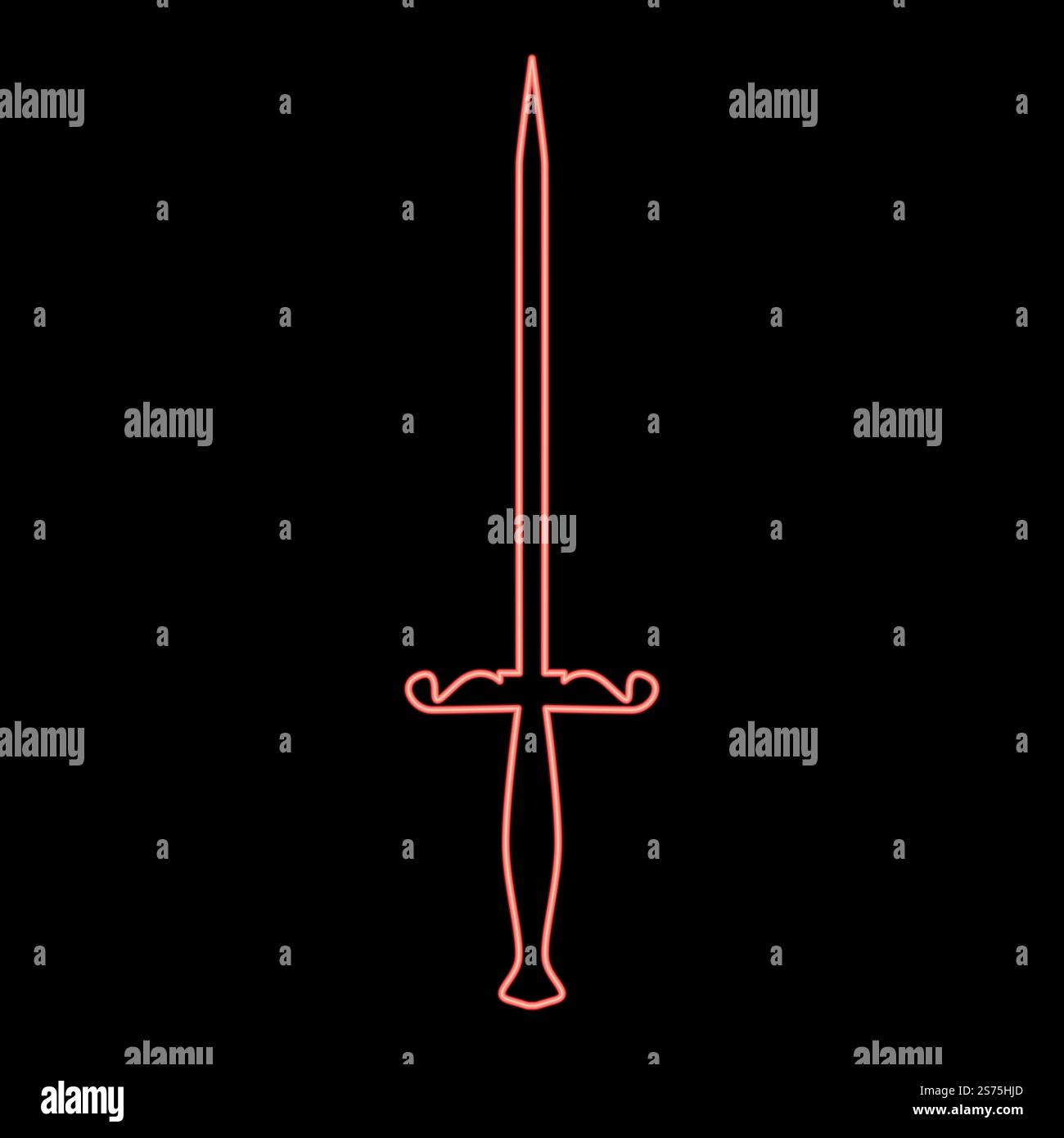 Neon stylet knife Stiletto red color vector illustration image flat ...