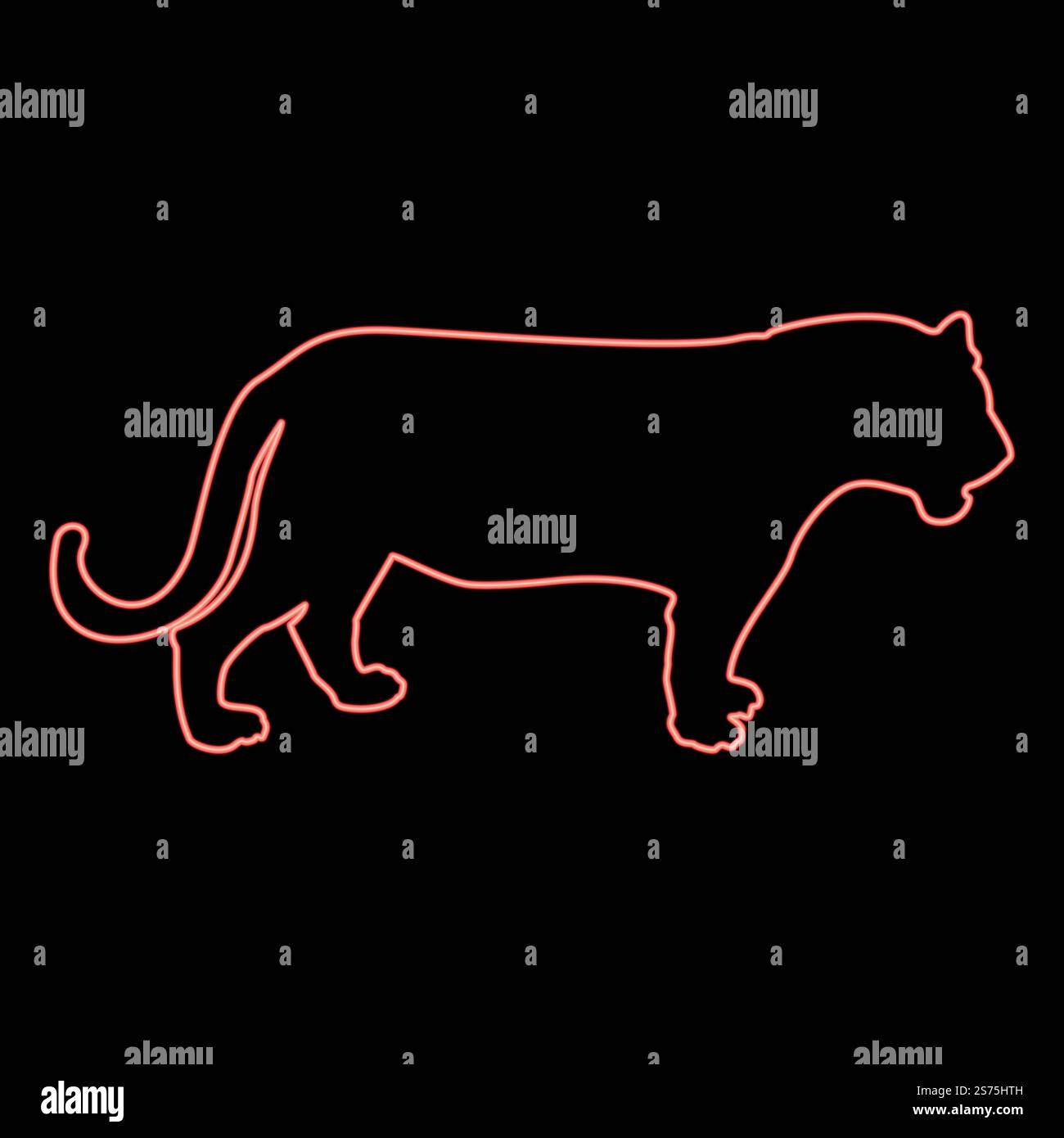 Neon tiger red color vector illustration image flat style light. Neon ...