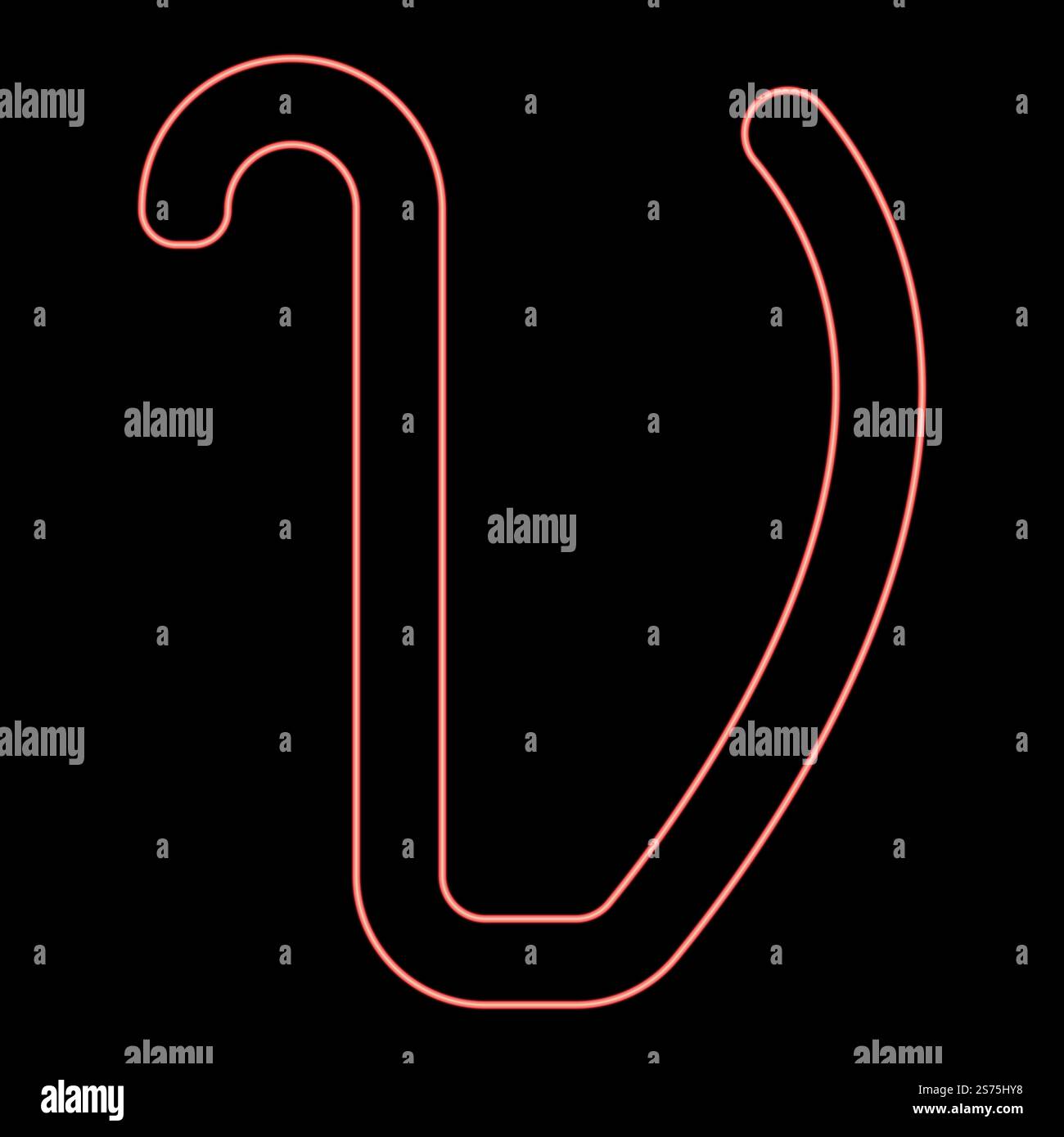 Neon upsilon greek symbol small letter lowercase font red color vector ...