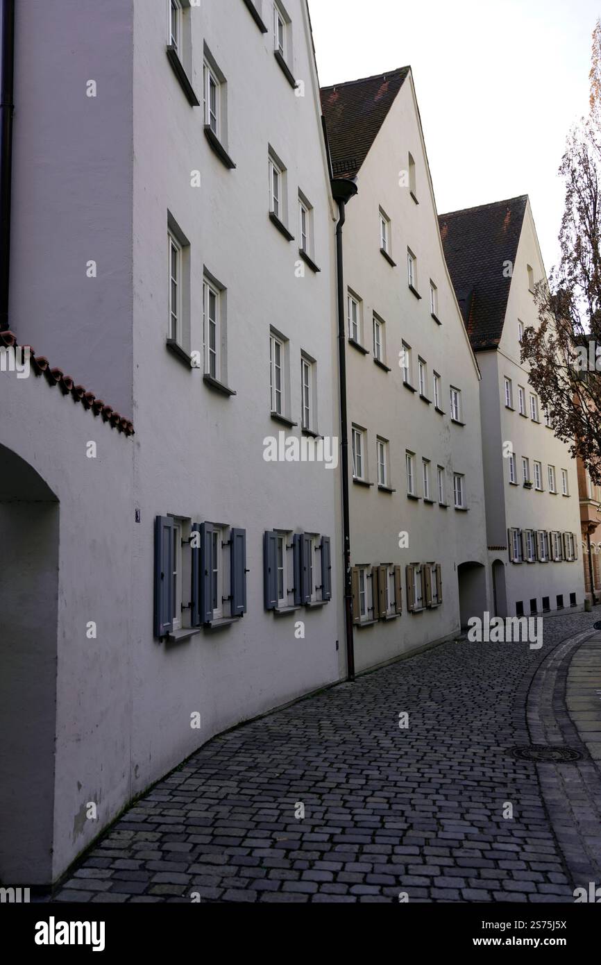 Row of old houses in a medieval town in southern Germany Stock Photo ...