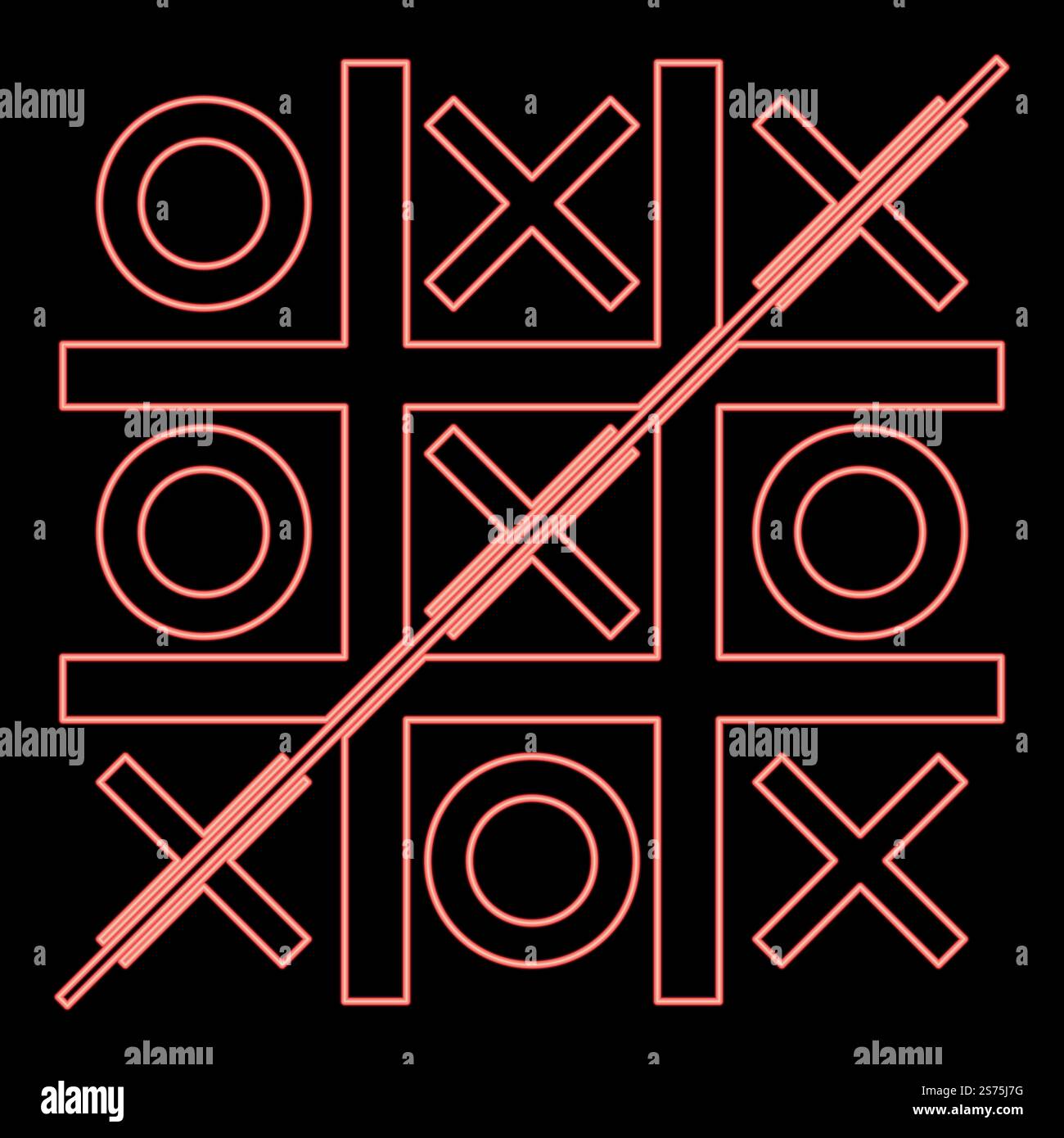 Neon tic tac toe red color vector illustration image flat style light ...