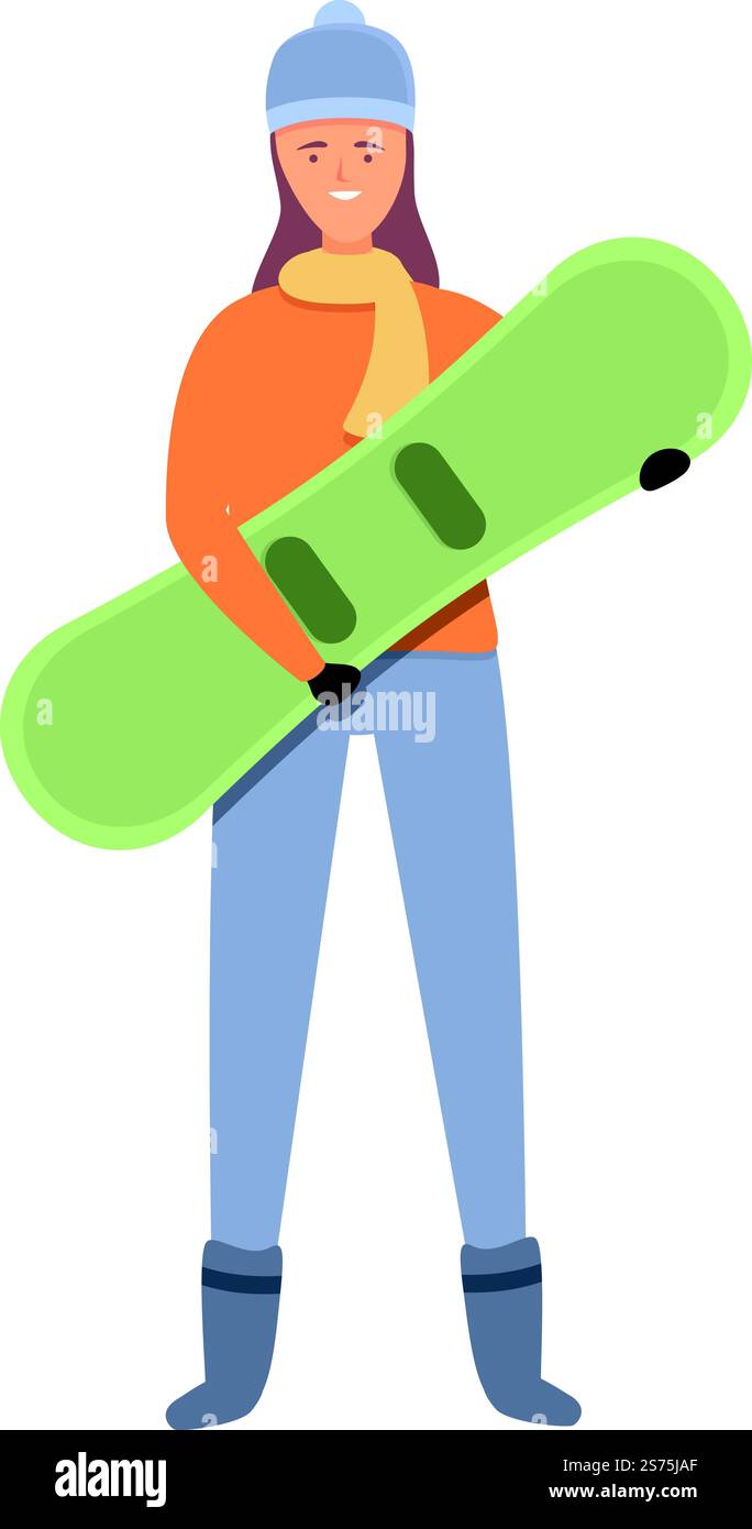 Girl snowboarding icon cartoon vector. Sport school. Extreme travel ...