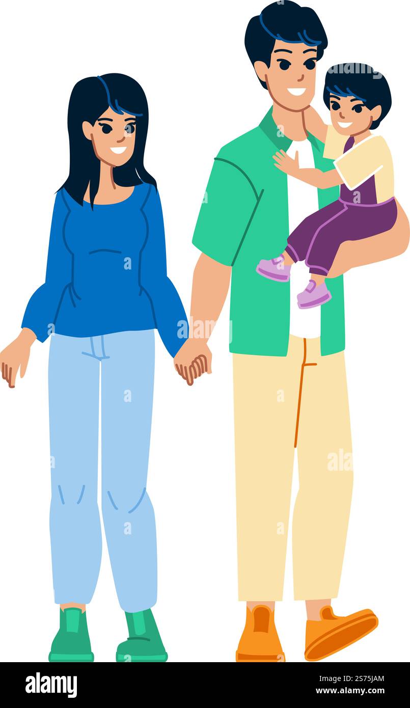 family japanese vector. lifestyle happy, child happiness, mother father ...