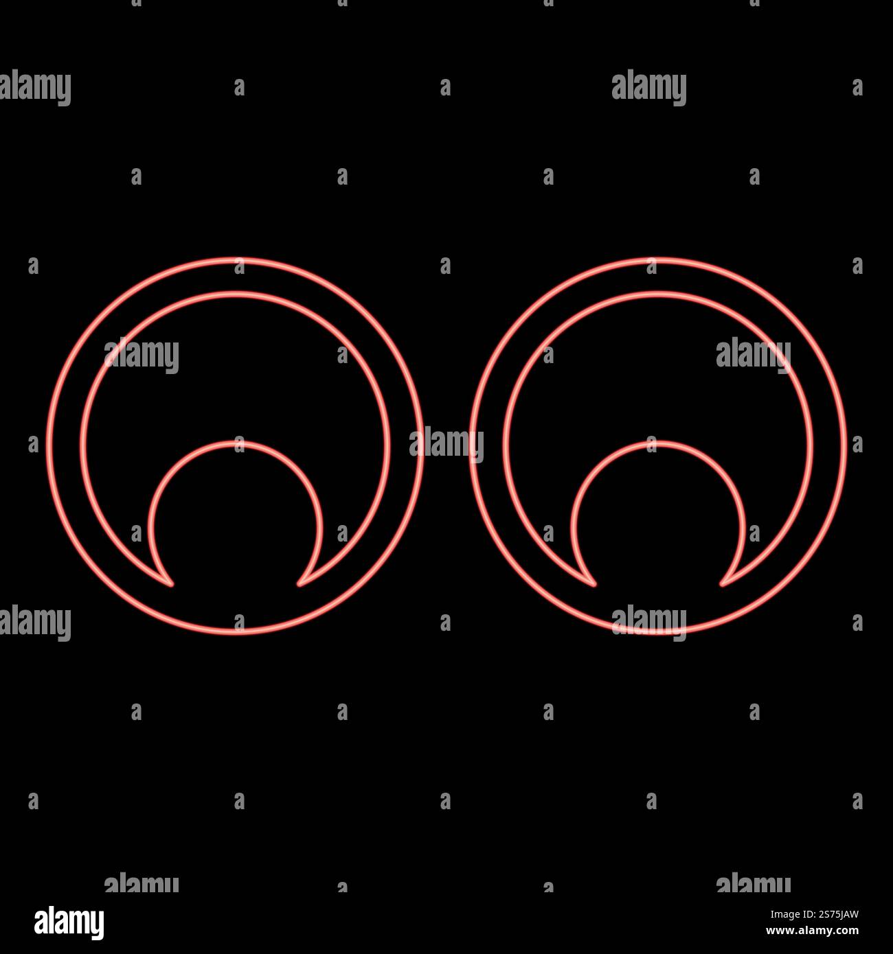 Neon eyes Look concept Two pairs eye View red color vector illustration ...