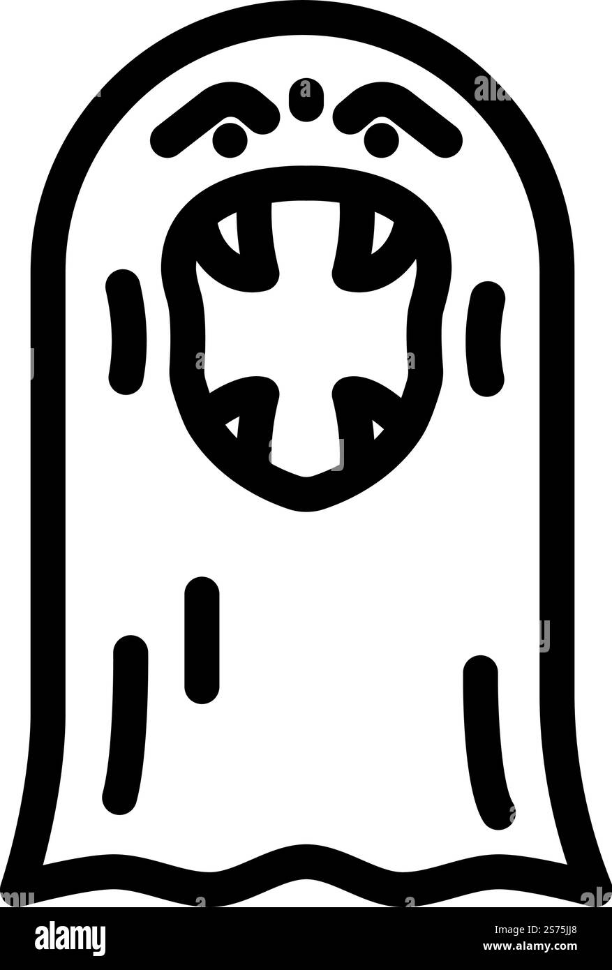 creepy ghost line icon vector. creepy ghost sign. isolated contour ...