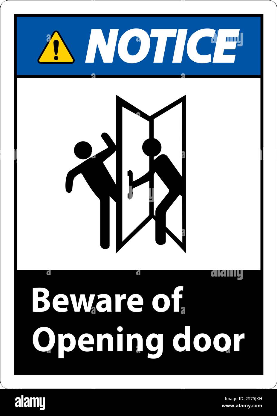Notice Beware Opening Door Sign On White Background Stock Vector Image ...