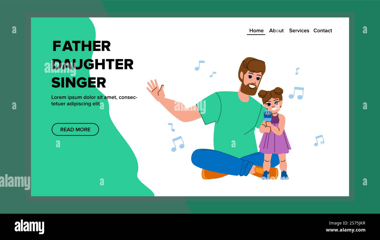 father daughter singer vector. kid girl, man family, child dad, leisure ...