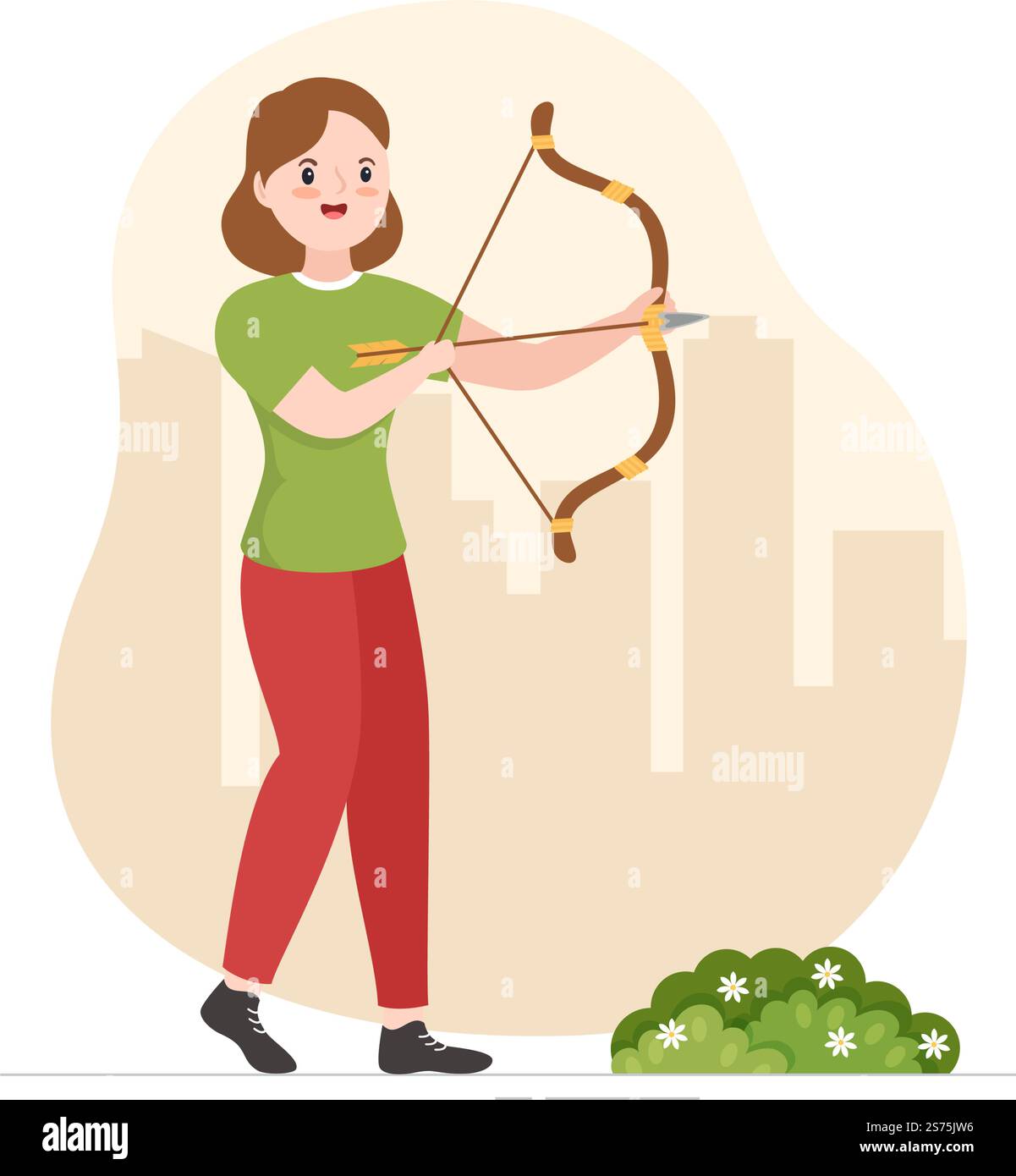 Archery Sport with Bow and Arrow Pointing at Target for Outdoor ...