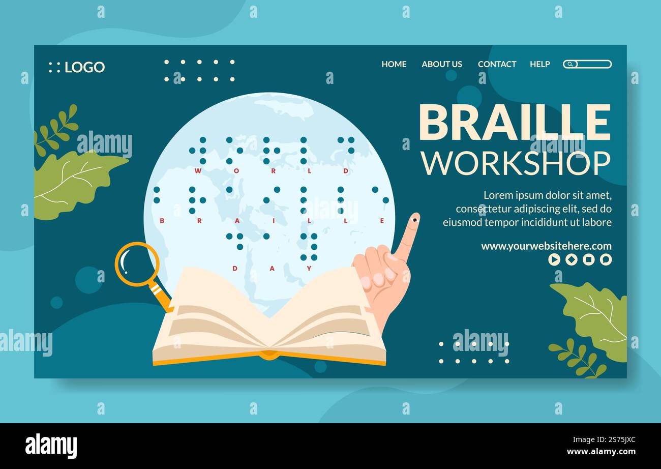 World Braille Day Social Media Landing Page Flat Cartoon Hand Drawn ...