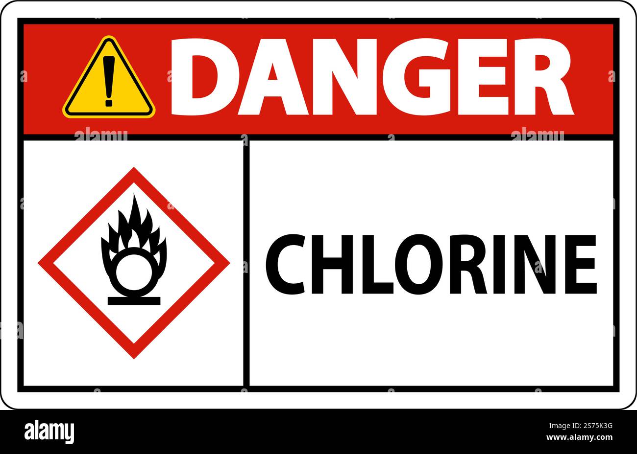 Danger Chlorine Oxidizer GHS Sign On White Background Stock Vector ...