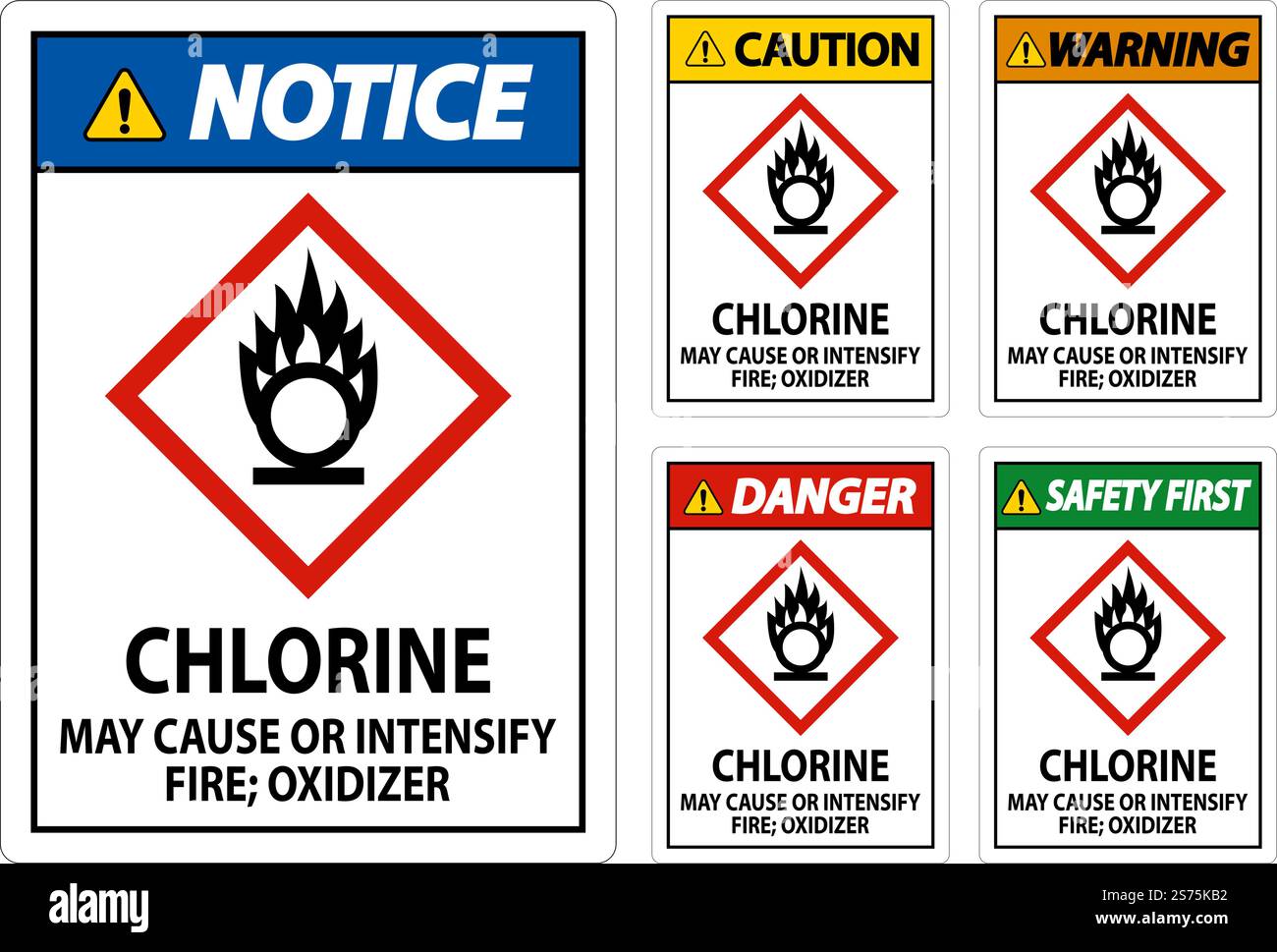 Danger Chlorine May Cause Or Intensify Fire GHS Sign Stock Vector Image ...