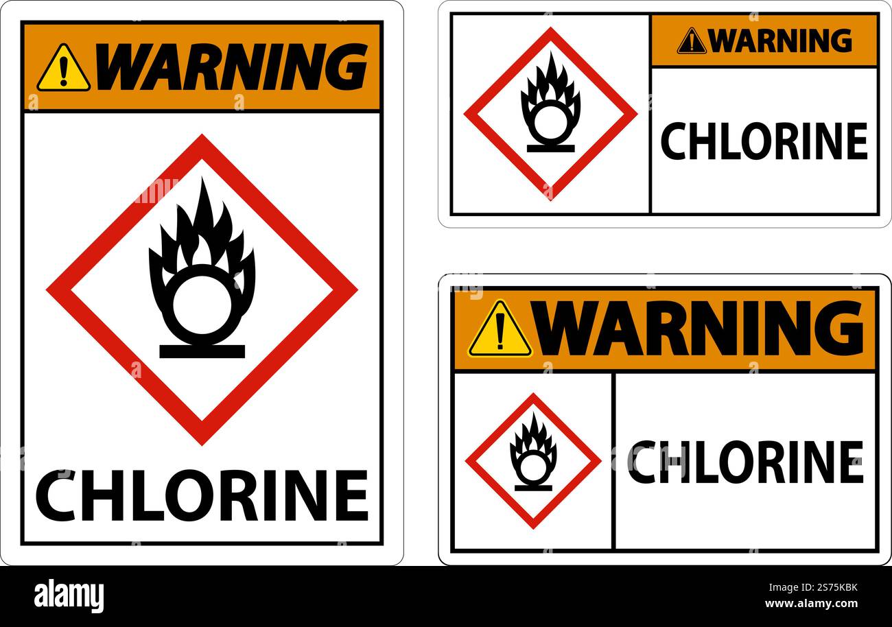 Warning Chlorine Oxidizer GHS Sign On White Background Stock Vector ...