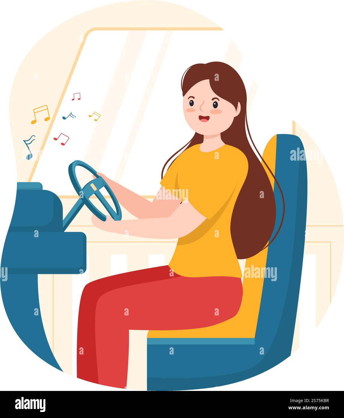 Driving a Car Listening to Music with Loud Speakers or Sound System in ...